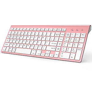 JOYACCESS Bluetooth Keyboard, Pink Wireless Keyboard with Number Pad, Dual Mode Slim Keyboard Connects Up to 3 Devices for iMac/Mac,MacBook, iPad,Laptop,Android,Windows