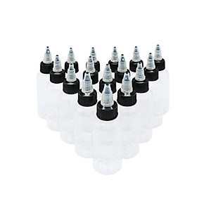 HuoHuo 16Pcs 2 oz Bottles,PET Plastic Extruded Liquid Bottle,Hard Plastic Extruded Liquid Bottle,dropper,dispensing bottle,Laboratory wash Bottle,Watercolor Pigment Bottle, Ink Discharge Bottle(60ml)
