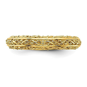 IceCarats 14K Yellow Gold 3mm Antique Filigree Wedding Band Ring Size 6