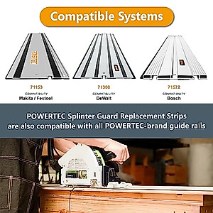 POWERTEC 71656 Splinter Guard Replacement Strip for POWERTEC Track Saw Guide Rail, 118” Makita 194419-4 & Festool Track Saw Guide Rails