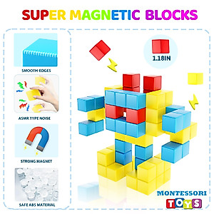 Hiwawind Magnetic Blocks 30pcs, Toddler Toys for Boys and Girls,Large 1.18 Inch Magnet Building Toys,Creative STEM Montessori Sensory Toys, Magnet Toys for Kids Age 3 4 5 6 7 8 Year Old