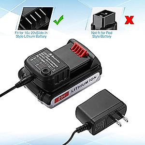 Powerextra 20 Volt Lithium Battery Charger LCS1620 for Black and Decker 16V 20V Lithium Ion Battery LBXR20 LBXR20-OPE LB20 LBX20 LBX4020 LB2X4020 LBXR2020-OPE BL1514 LBXR16