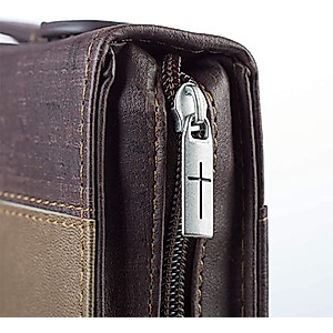 Personalized Custom Bible Cover for Men Brown Philippians 4:13 Faux Leather Christian Gift for Father, Brother, Son, Grandpa, Grandson Laser Engraved Imprinting Your Text Name (Medium)