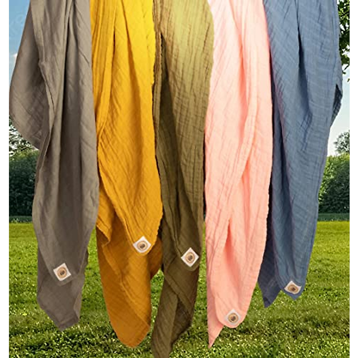 Every Daisy Baby Muslin Swaddle Blanket - Certified Organic Cotton Breathable Receiving Blanket, Extra Soft Newborn Nursery Wrap for Boys & Girls Solid Colors 47 x 47 inches (Blueberry Yogurt)