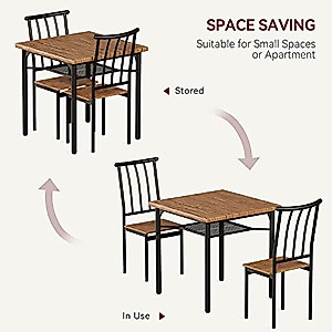 CuisinSmart 3-Piece Dining Table Set with Kitchen Table and 2 Chairs, Modern Wood Dining Table and Chairs Set for Small Space, Apartment, Kitchen, Living Room, Rustic Brown