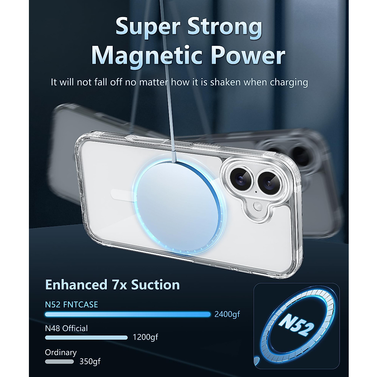 FNTCASE for iPhone 16 Case: Clear Magnetic Military Grade Drop Protection Anti Yellowing Slim Case - Rugged Shockproof Protective Transparent Cell Phone Cover(Clear)