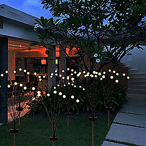 NBQQ Solar Garden Lights,Solar Firefly Lights,2 Pack 16 Heads Solar Swaying Lights Outdoor Decorative,Sway by Wind, High Flexibility Iron Wire & Heavy Bulb Base,Yard Patio Pathway Lawn Decoration