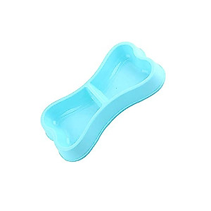 FUUIE Bowls for Food and Water 1PC Bone Shape Pet Dog Bowl Plastic Portable Durable Puppy Pet Feeding Bowl Double Fashion Solid Cat Feeding Bowls Pet Supplies (Color : Blue)
