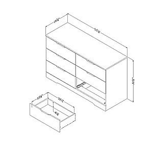 South Shore Holland 6-Drawer Double Dresser, Black Oak