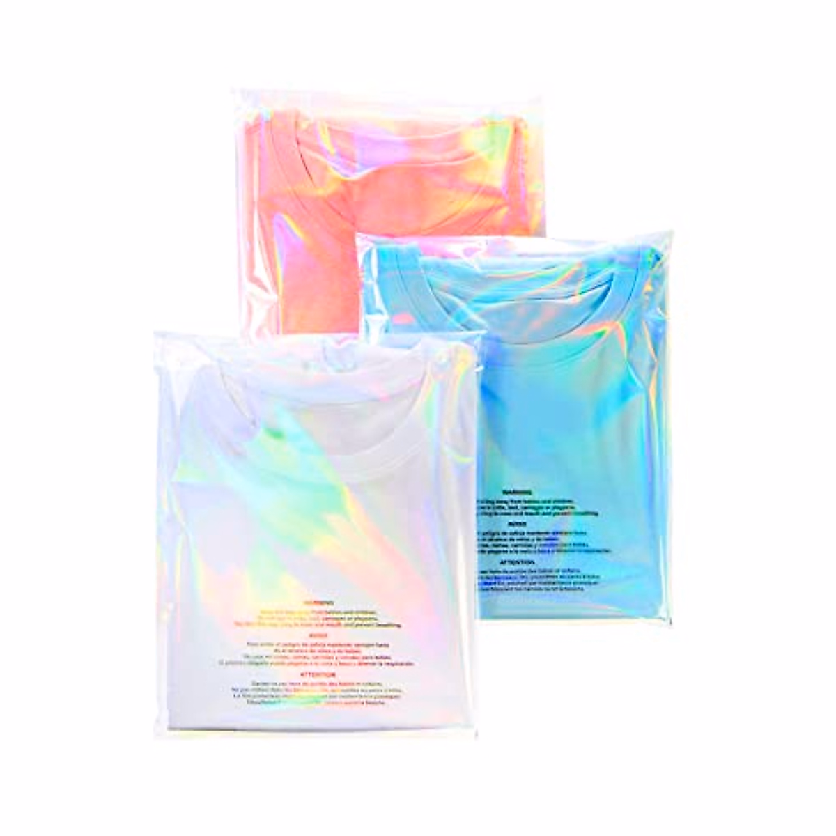 Holographic Resealable Bags For Small Business - These Cellophane Bags Self Adhesive For Convenient Packaging And Poly Bags With Suffocation Warning Offer A Premium Customer Experience - 10x13" 100 pk