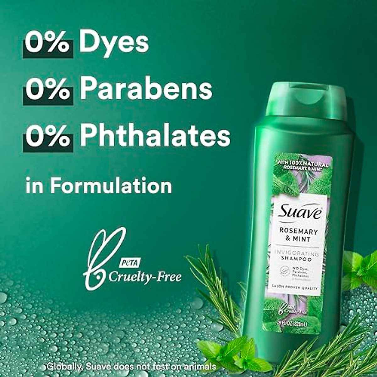 Suave Professionals Invigorating Shampoo for Dry and Damaged Hair Rosemary and Mint Paraben free and Dye free Hair 28 fl oz