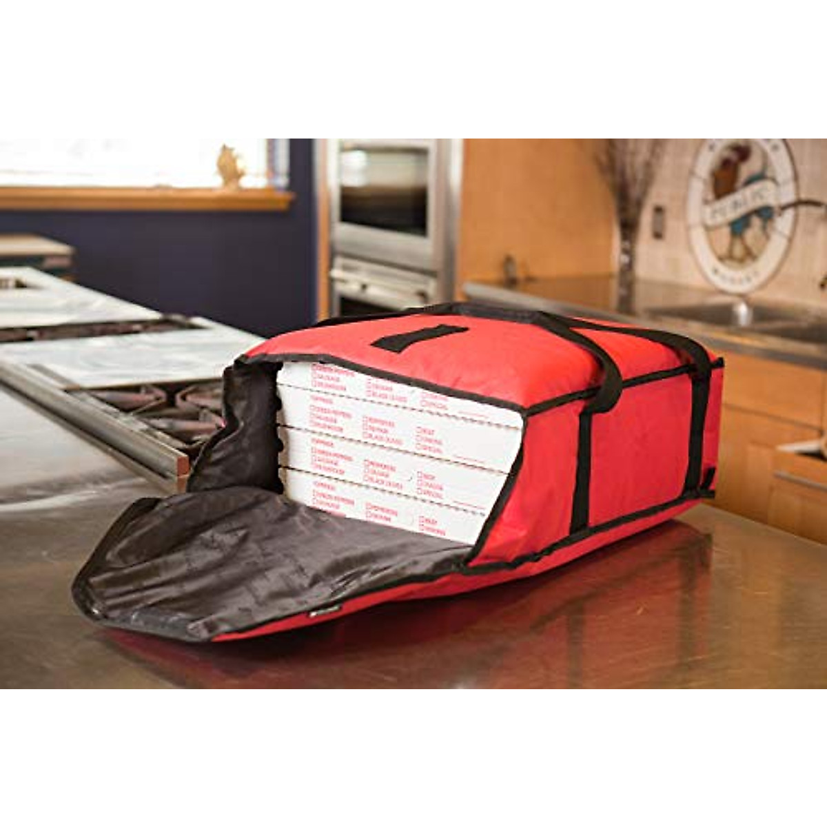 Carlisle FoodService Products PB17 Commercial Insulated Pizza/Food Delivery Bag, 5" H x 16.5" W x 17" D, Red