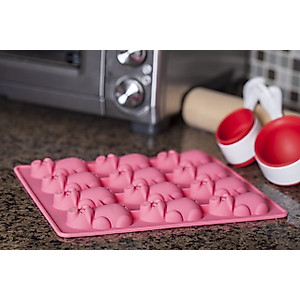 Mobi 12 Little Pigs in a Blanket Silicone Baking Mold, Pink