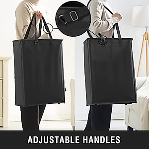 Slim Laundry Hamper with Adjustable Long Handles, 45L Small Laundry Baskets with Mesh Top, Narrow Dirty Clothes Hamper for Bedroom, Closet, and Bathroom - Black