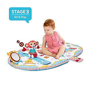 Yookidoo Circus Baby Playmat Gym. with Musical Motorized Mobile, Tummy Time Pillow, Mirror, and Newborn Textured Animal Figures. Infant Activity for 0-12 Month.