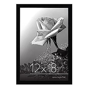 Americanflat 12x18 Poster Frame in Black - Composite Wood with Polished Plexiglass - Horizontal and Vertical Formats for Wall with Included Hanging Hardware