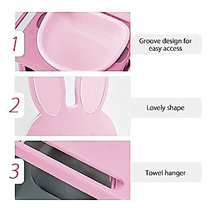 TINTON LIFE Kids Wash Basin Stand with Drain Hose & Towel Rack & Bathroom Tumbler Holder Bathroom Sink for Baby Infant Toddler Child Pink