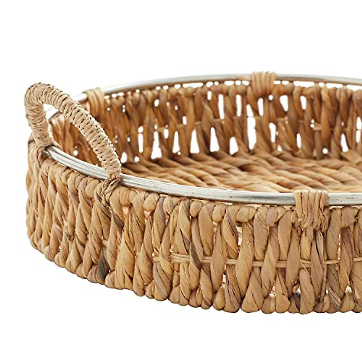 Deco 79 Dried Plant Handmade Woven Tray, Set of 2 18", 20"W, Brown