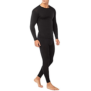 LAPASA Men's 100% Merino Wool Base Layer Set Lightweight Thermal Underwear Activewear Long John Top Bottom M31 Large 1. Lightweight Black 1 Set