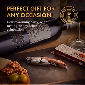 Wine Opener & Waiters Corkscrew-With a Comfortable Rosewood handle – Wine And Beer Bottle Opener For Bartenders, Waiters, –With A Wine Key Foil Cutter - With a Nice Pouch Included