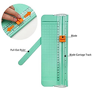 QYQRQF Paper Cutter, A4 Paper Trimmer with Security Safeguard & Side Ruler Portable Straight Edge Cutter for Scrapbooking Craft Paper, Photos, Label, Cardstock (Green)
