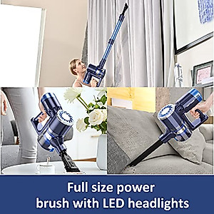 PRETTYCARE Cordless Vacuum Cleaner, 30Kpa Powerful Stick Vacuum with Brushless Motor, LED Touch Display, 45 Mins Long Runtime, Self-Standing Lightweight Vacuum for Hard Floor Carpet Pet Hair, P3