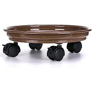 Yiting Plant Caddy with Wheels Heavy-Duty Rolling Plant Stand with Wheels Plant Dolly with Casters for Indoor and Outdoor Plant Roller Base Plant Saucer Mover -12” (12 inch, Brown)