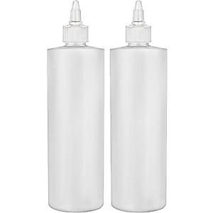 BRIGHTFROM Condiment Squeeze Bottles, 16 OZ Empty Squirt Bottle with Twist Top Cap, Leak Proof - Great for Ketchup, Mustard, Syrup, Sauces, Dressing, Oil, Arts and Crafts, BPA FREE Plastic - 2 PACK