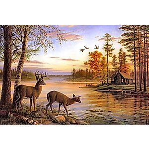 Eiazuiks Diamond Painting Kits for Adults, 5D Full Drill Diamond Art Deer Round Diamond Dots Gem Arts Suitable for Home Wall Decoration 12x16in