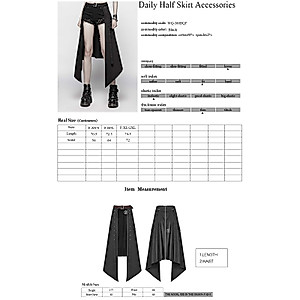 Punk Rave Women's Punk Daily Half Skirt Woven Fabric Adjustable Streetwear Hip Hop Personality Skirt (M~L) Black