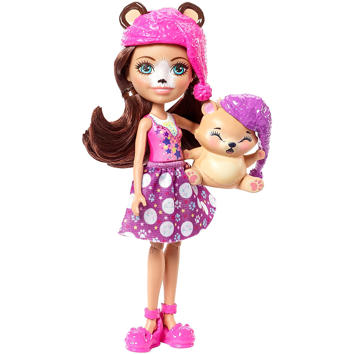 Mattel Enchantimals Sleepover Bedroom Playset – Bren Bear doll (6-in) and Snore Animal Figure