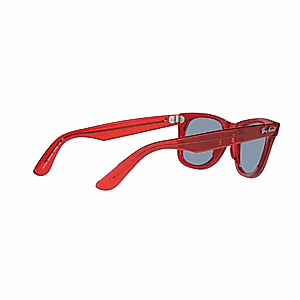 Ray-Ban RB2140 Original Wayfarer Colorblock Square Sunglasses, Transparent Red/Blue, 50 mm