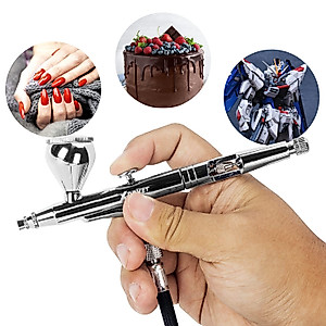 XDOVET Dual-Action Airbrush Kit Air Brush Painting Set with 0.2mm/0.3mm/0.5mm Needles,7cc/20cc/40cc Paint Cup, Air Hose for Tattoo, Makeup, Nail, Model, Art Hobby - for Pro & Beginner