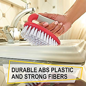 Scrub Brush Set of 3pcs - Cleaning Shower Scrubber with Ergonomic Handle and Durable Bristles - Grout Cleaner Brush - Scrub Brushes for Cleaning Bathroom, Shower, Tile, Kitchen, Floor, Bathtub, Floor