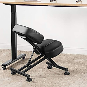 DRAGONN by VIVO Ergonomic Kneeling Chair, Adjustable Stool for Home and Office - Improve Your Posture with an Angled Seat - Thick Comfortable Cushions, Black, DN-CH-K01B