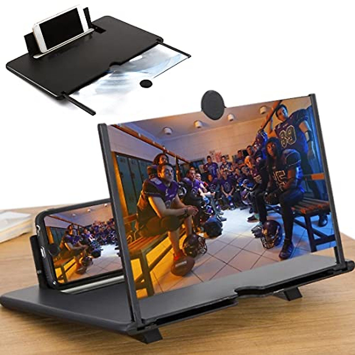 14" Phone Screen Magnifier 3D HD Foldable Amplifier Magnifying Projector Screen Enlarger for Movies, Videos and Gaming with Adjustable Angle