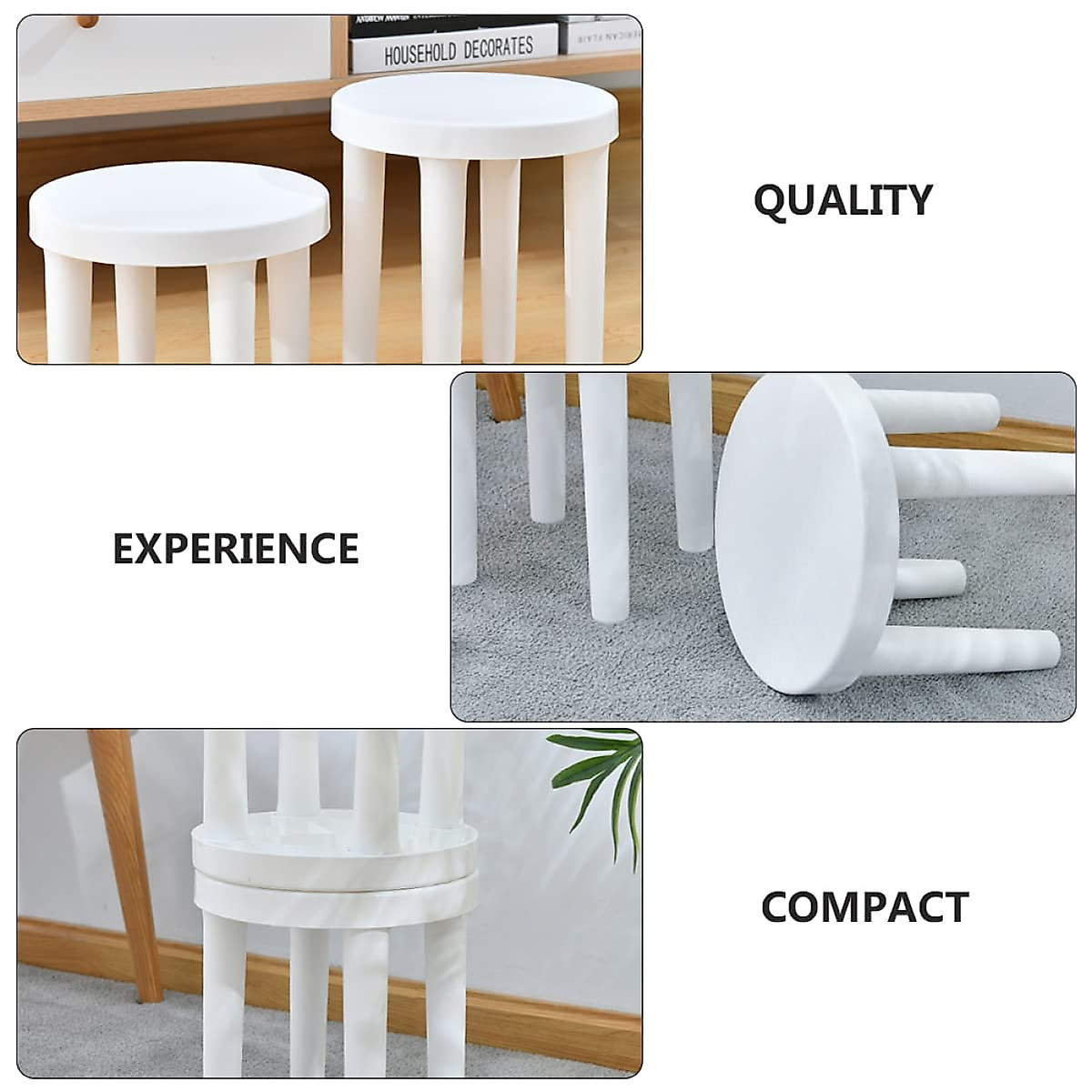 Ciieeo 1pc Japanese Style Stool Small Stool Small Vanity Stool Low Stool Kid Step Stool Step up Stool Non-Slip Stool Little Stool Plastic Furniture Makeup White Child