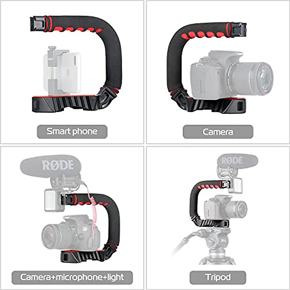 ULANZI U-Grip Pro Handheld Video Rig Steadicam with Triple Cold Shoe, Stabilizing Handle Grip Compatible for iPhone 13 12 Pro Max Xs 8 7 Plus GoPro 10 9 8 Canon Nikon Sony DSLR Cameras