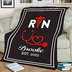 I Am Nurse, Customized Blanket for Nurse with Your Name & EST, Custom Gift for Nurse with Quotes, Birthday, Any Occasion, Fleece Blanket, Personalized Registered Nurse RN Supersoft and Cozy Blanket