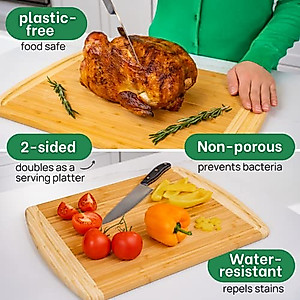 Greener Chef Extra Large Bamboo Cutting Board - Lifetime Replacement Cutting Boards for Kitchen - 18 x 12.5 Inch - Organic Wood Butcher Block and Wooden Carving Board for Meat and Chopping Vegetables