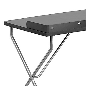 Flash Furniture Black Computer Desk with Raised Border and Silver Metal Frame