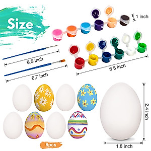 Easter Crafts for Kids, 8 Pcs DIY Coloring Egg Painting Kit Easter Squishy Stress Relief Toys Slow Rising White Squishies Eggs Easter Basket Stuffers Gifts Party Favors Classroom Prize Supplies