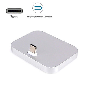 Yeebline Type C Charger Dock, [Aluminum Alloy] USB Type-C Charger Stand Cradle Charging Station Compatible with iPhone 15 Series, Nexus 6P/5X, OnePlus 3T/3/2 and Other USB-C Devices (Silver Aluminum)