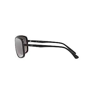 Ray-Ban RB4375 Rectangular Sunglasses, Matte Black/Polarized Grey Mirrored Grey Gradient, 60 mm