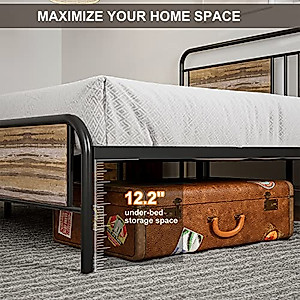 IKIFLY California King Bed Frames, Metal Cal King Platform Bed Frame with Wood Headboard/Footboard, Strong Steel Slats Support, Easy Assembly, No Box Spring Needed - Wood Brown