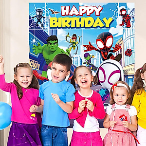 Spidey Scene Setter Wall Decorations for Unisex-Children Cartoon Theme Birthday Party Supplies, 5-Count