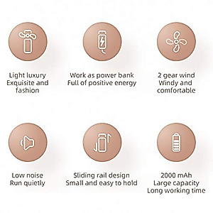 Portable Fan, Low Noise 2000mAh Battery USB Fan Multi‑Function Electric Fan, for Traveling Indoor Outdoor Home
