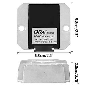 DROK Boost Buck Converter 9V-36V to 12V 5A 60W Aluminium Shell Waterproof Auto Step Up Down Voltage Regulator 12V Volt Transformer for Car Audio Solar Power System LCD Television LED Display Screen