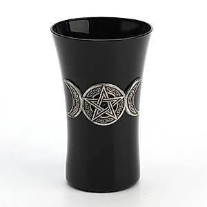Veronese Design 80 ml Triple Moon Pentagram Sigil Wiccan Alter Black Glass Shot Glass
