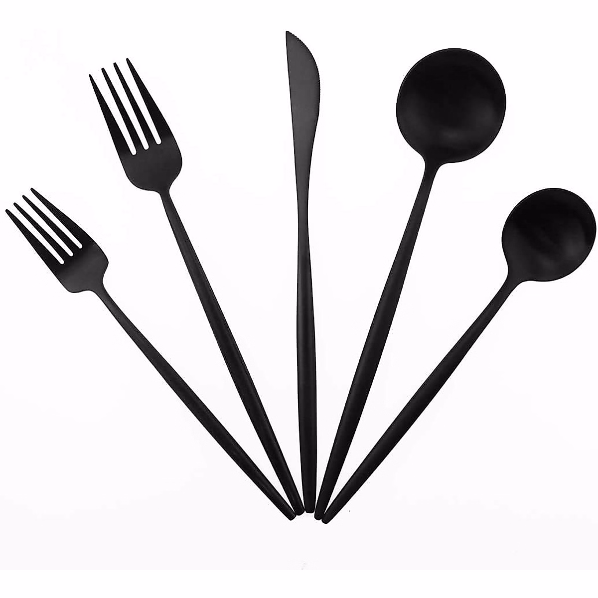 Gugrida 20-Piece 18/10 Stainless Steel Flatware Silverware, Luxury Dinnerware Set Travel Cutlery Tableware Include Knife Fork Spoon Service for 4,Healthy & Eco-Friendly Dishwasher Safe (Black Matte)